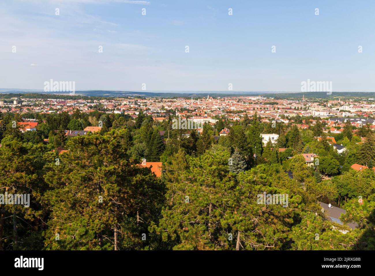 View of Sopron town looking to north from Sorhazdomb lookout tower ...