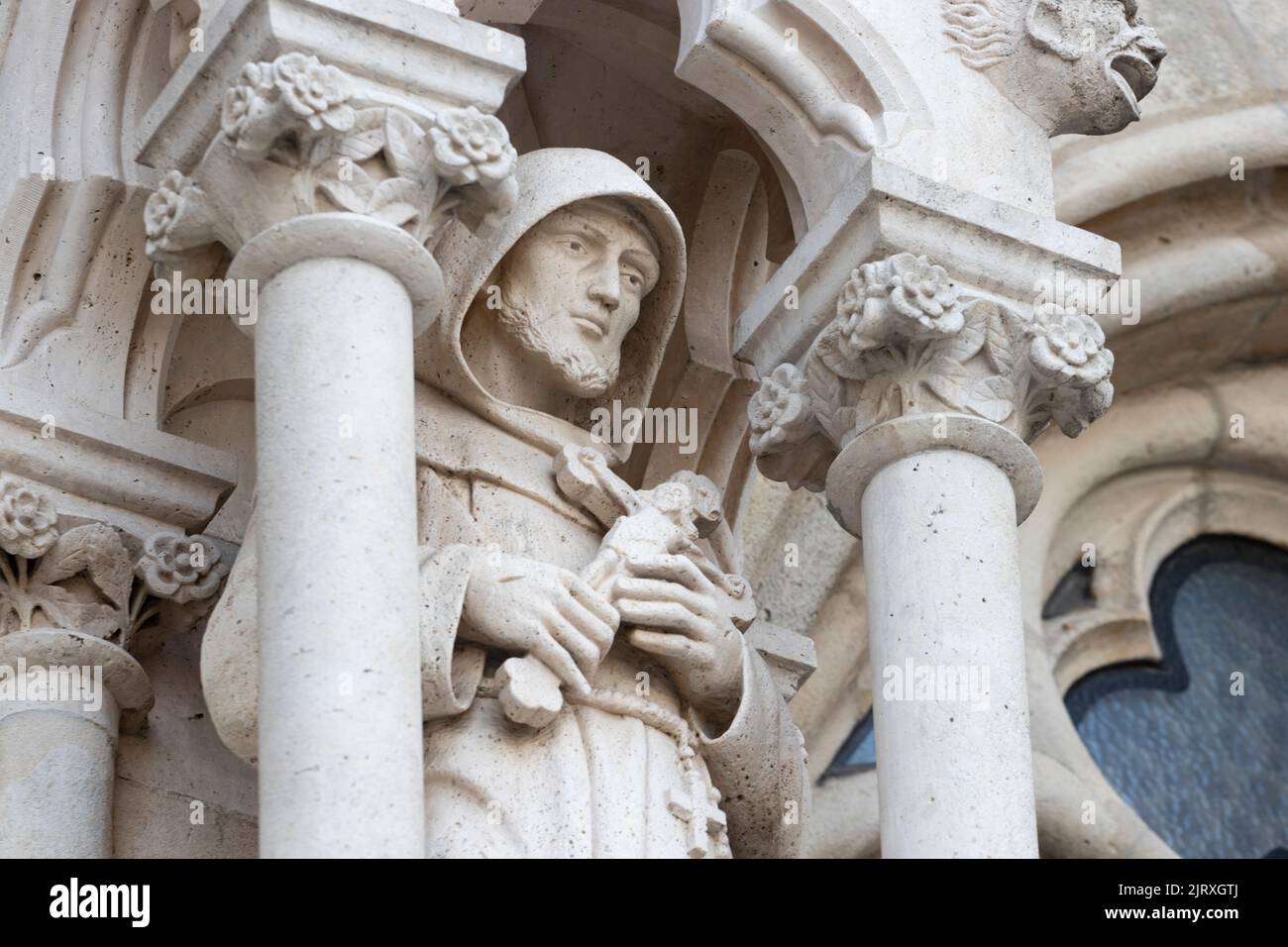 Closeup detail of stone carvings at the Fisherman's Bastion ...