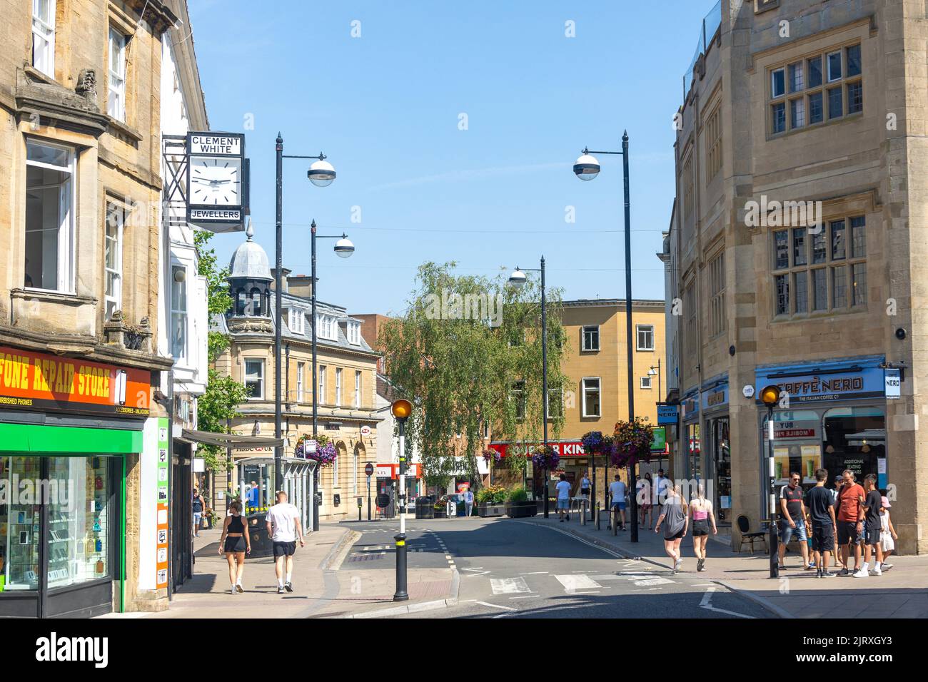 Shops shoppers shopping clock high street yeovil town centre som hi-res ...