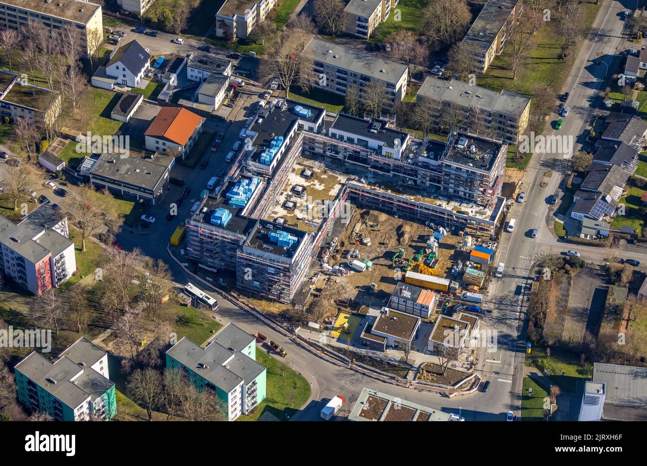 Aerial view, construction site and new building residential and business center ...