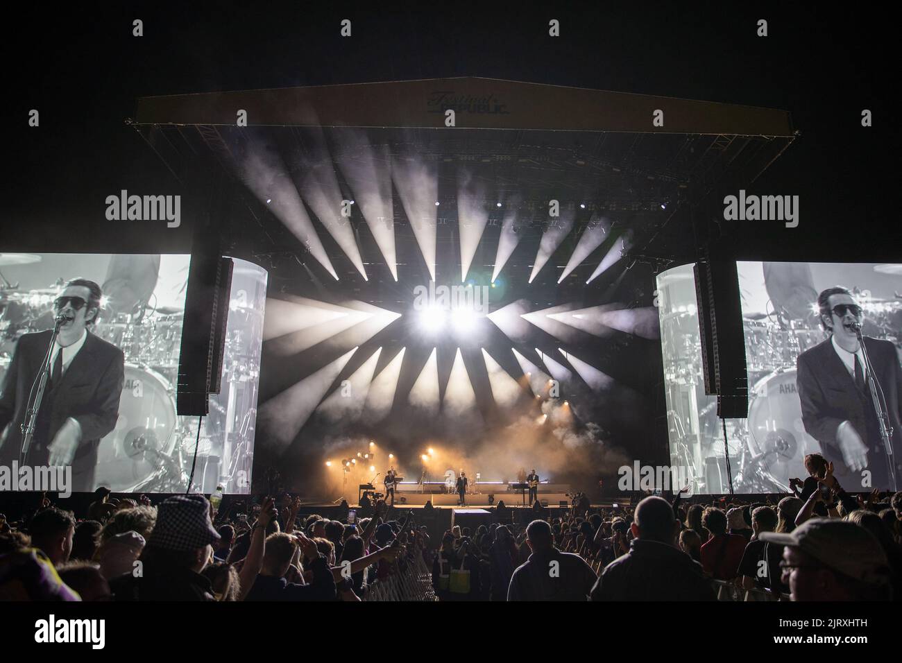 Leeds, UK. 26 Aug 2022The 1975 the replacement headliner on Main Stage ...