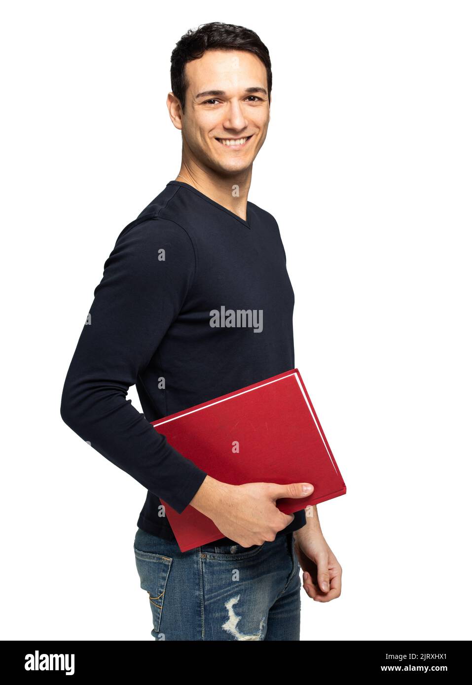 Portrait of a happy smiling student, isolated on white background Stock ...