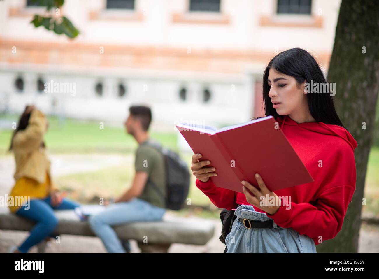 Group reading book outdoor hi-res stock photography and images - Alamy