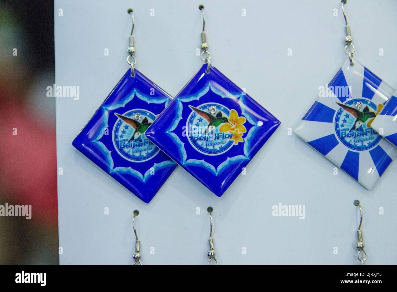 Earrings with flag of the school of Beija Flor, Rio de Janeiro, Brazil ...