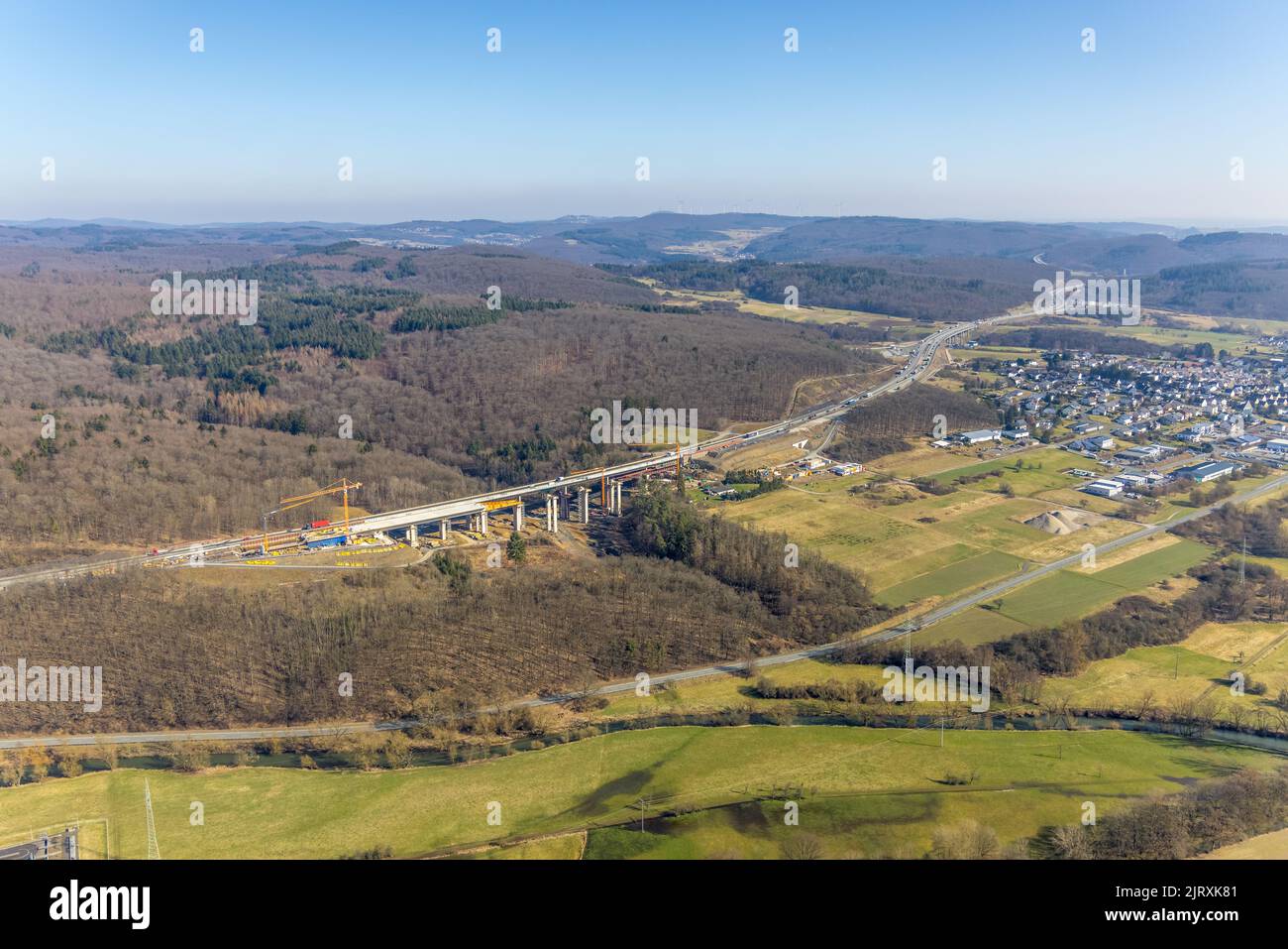 Freeway bridge viaduct Onsbach of the freeway A45 Sauerlandlinie ...