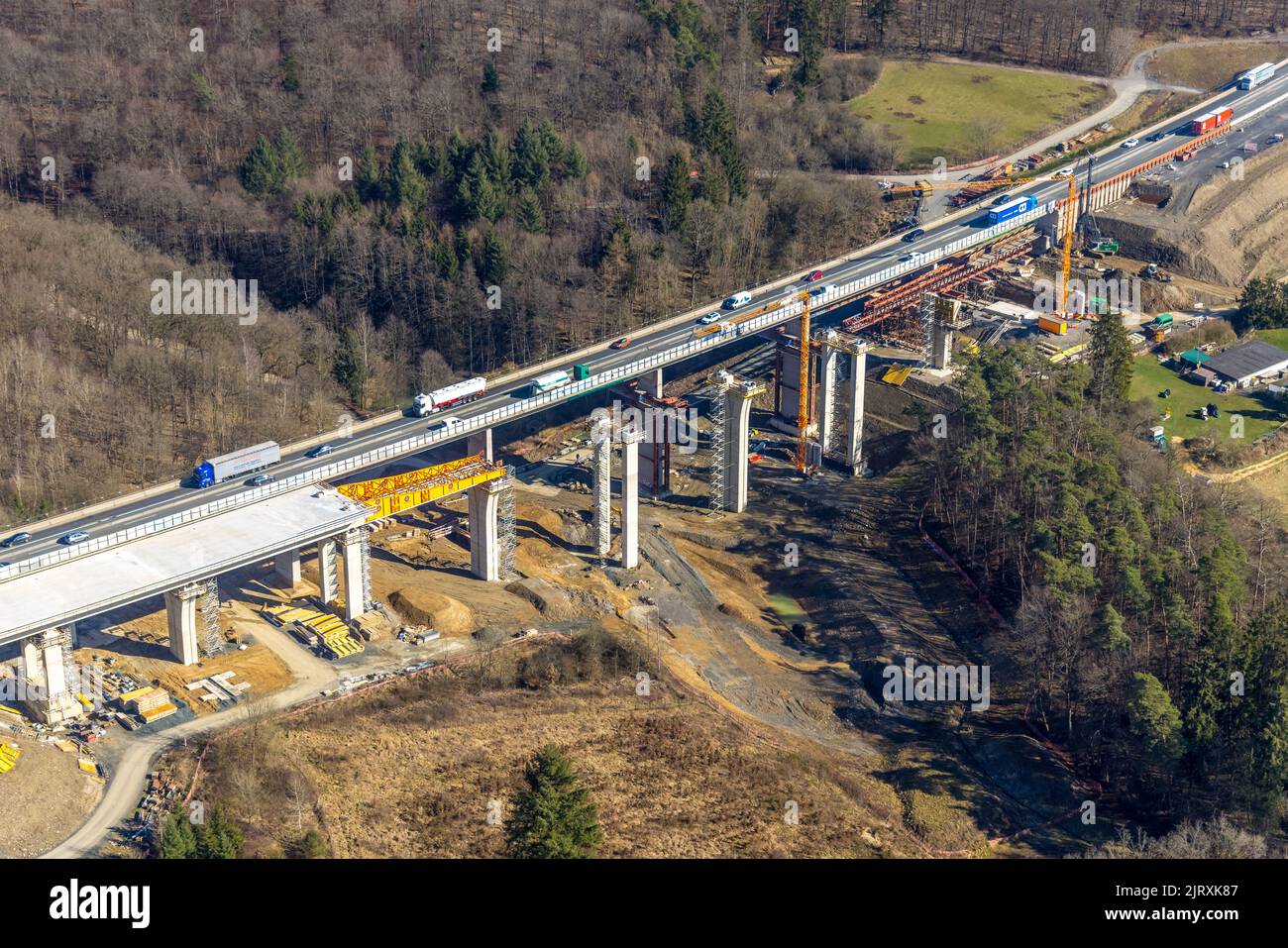Freeway bridge viaduct Onsbach of the freeway A45 Sauerlandlinie ...