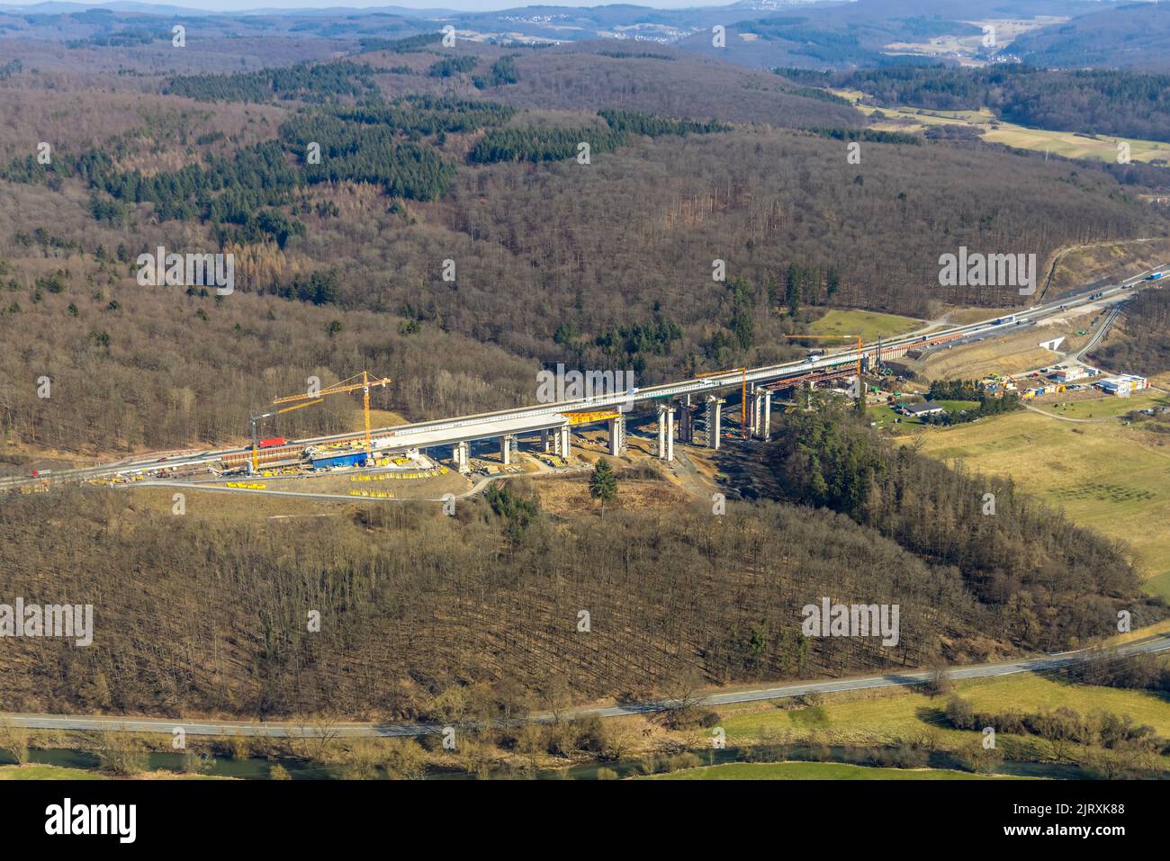 Freeway bridge viaduct Onsbach of the freeway A45 Sauerlandlinie ...