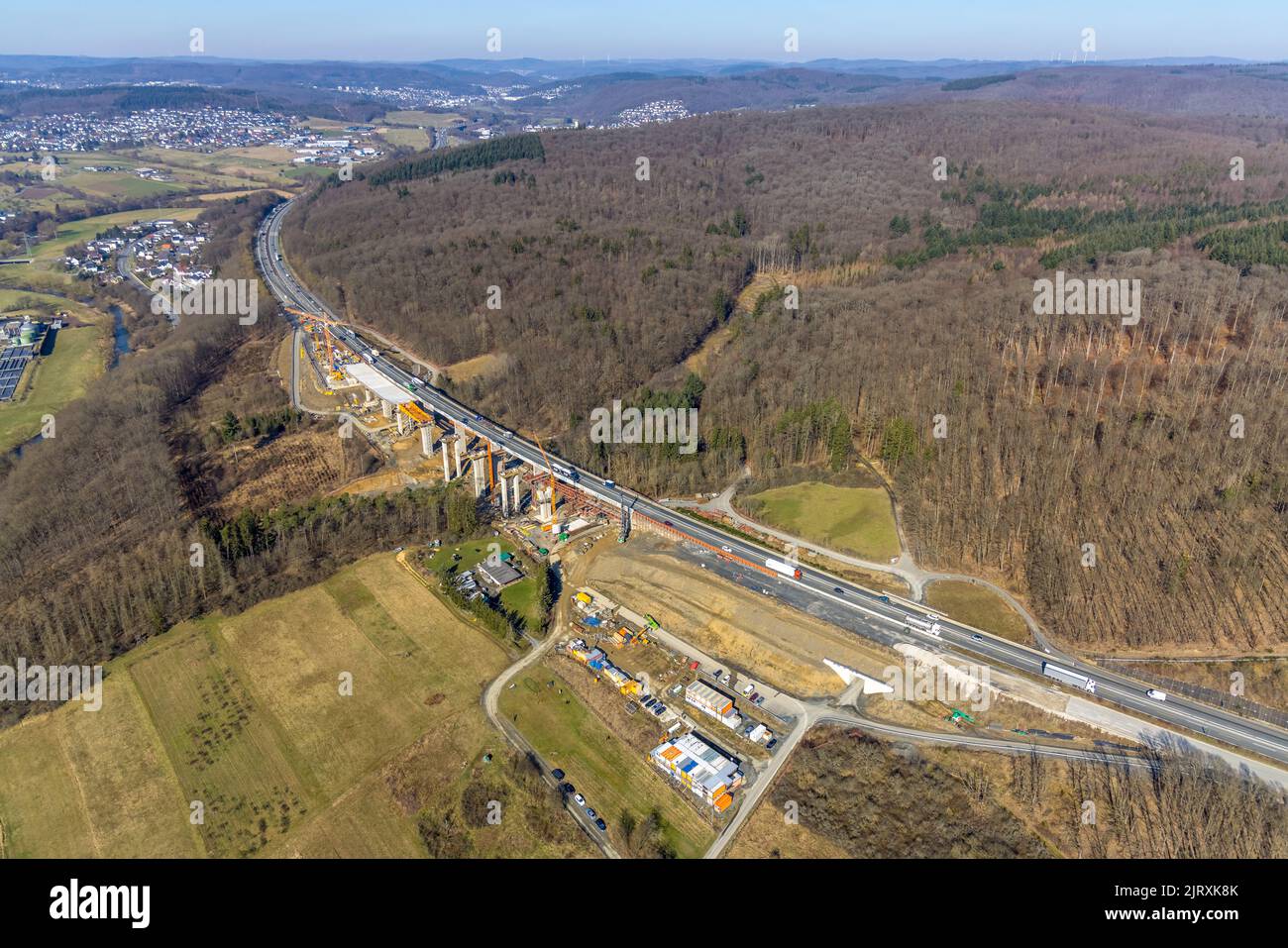 Freeway bridge viaduct Onsbach of the freeway A45 Sauerlandlinie ...