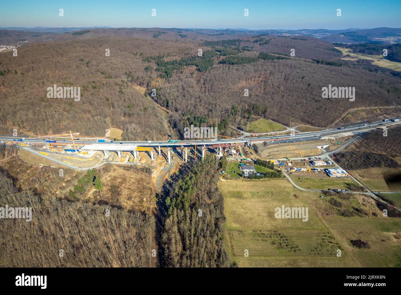 Freeway bridge viaduct Onsbach of the freeway A45 Sauerlandlinie ...
