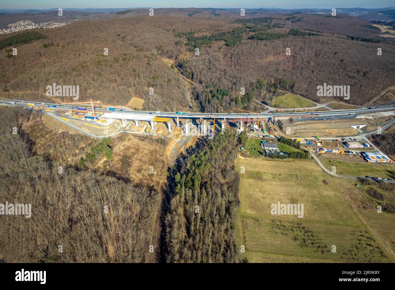 Freeway bridge viaduct Onsbach of the freeway A45 Sauerlandlinie ...