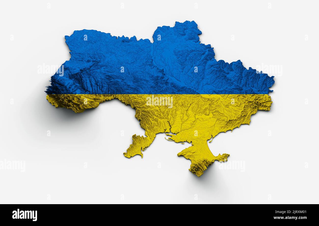 The map of Ukraine with the flag designed by the land structure on ...