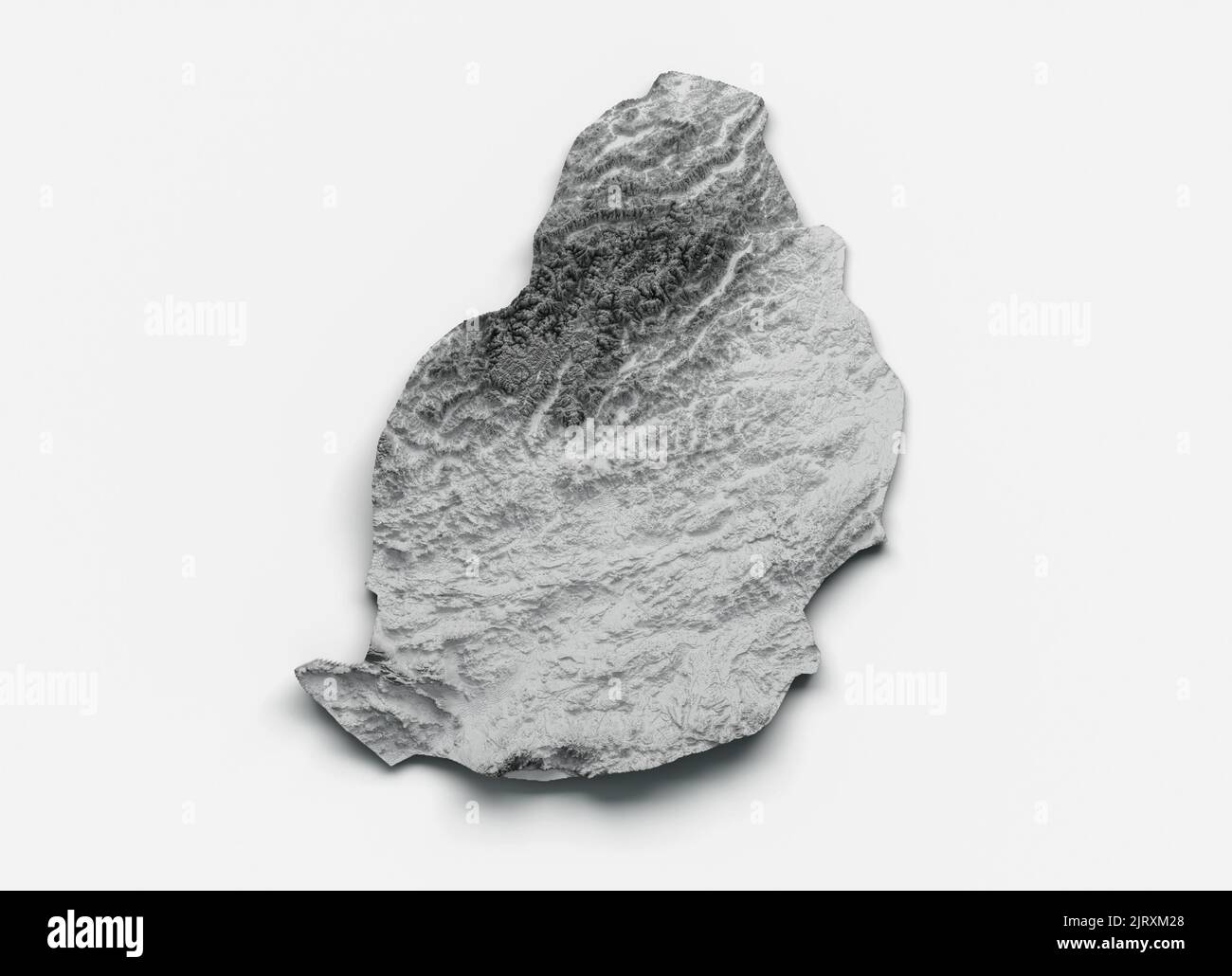 A grayscale of Mauritius Map designed by the land structure on white ...