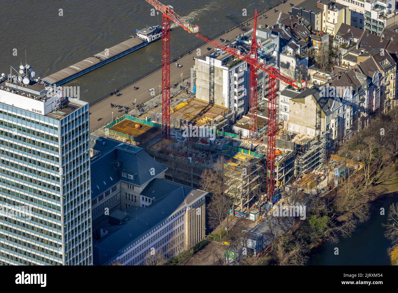 Aerial view, Mannesmann-Hochhaus and Haus der Geschichte with adjacent ...