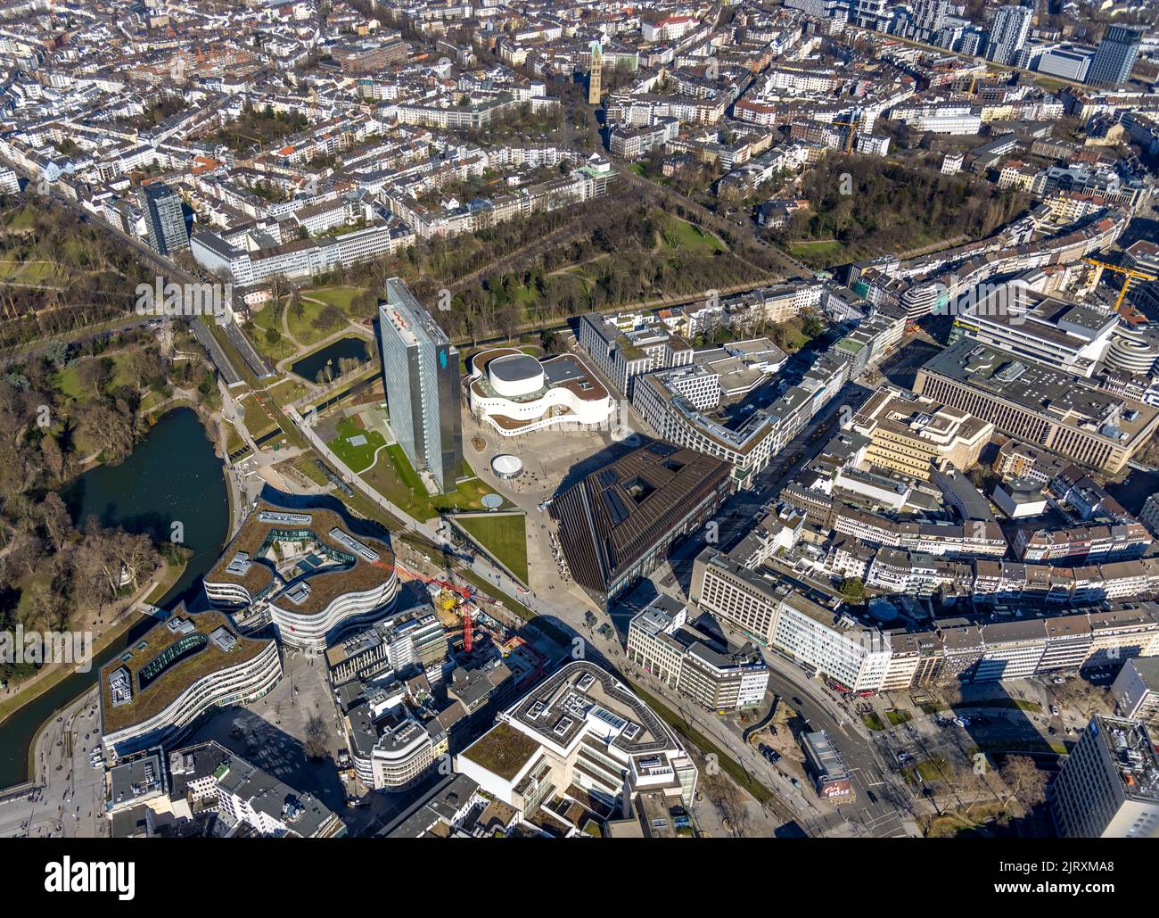 Aerial view, Dreischeibenhaus, Schauspielhaus and KÖ Bogen II and KÖ ...