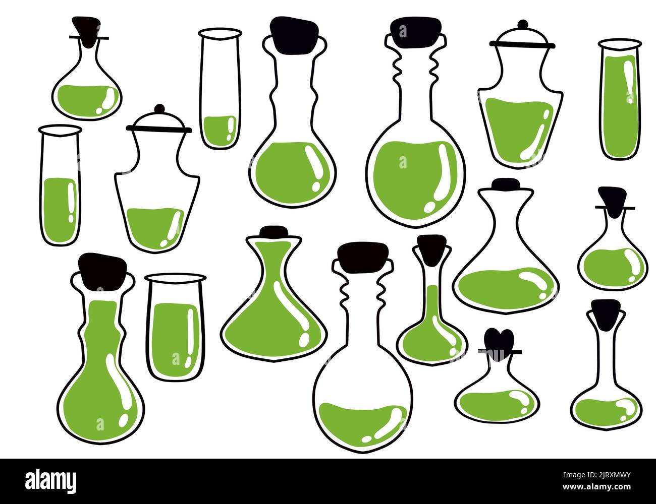 Set Halloween witches poison potion bottle for wrapping paper and ...