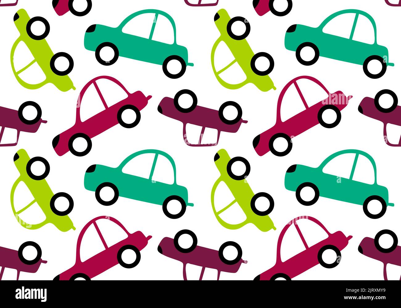 Cartoon kids seamless cars toys pattern for child clothes print and ...