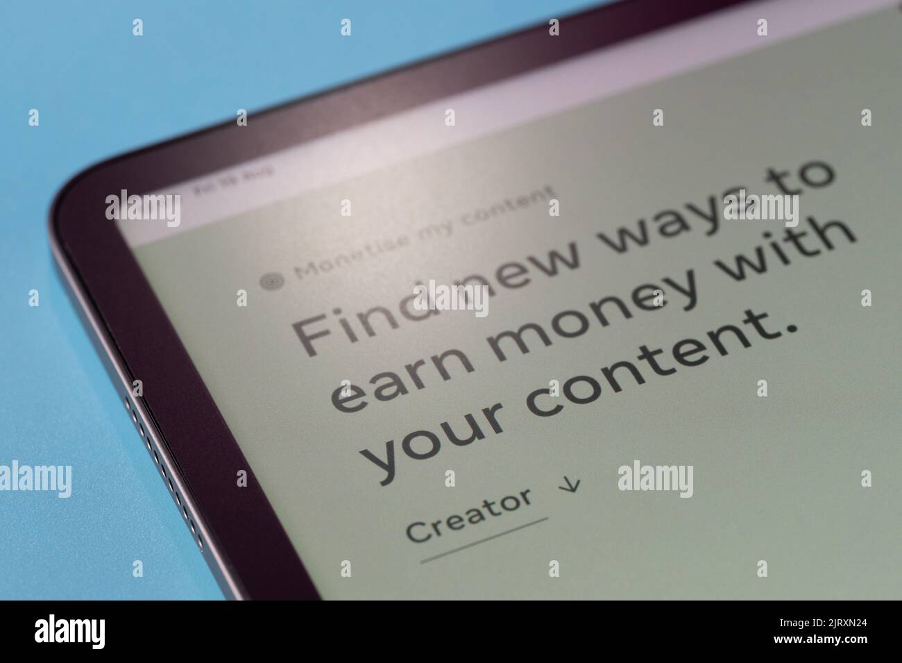 New york, USA - august 20, 2022: Creator menu in meta page on tablet ...