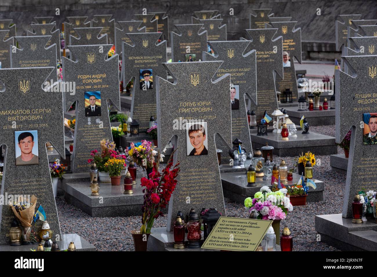 Graves of fallen soldiers, killed by the Russian separatist during the ...