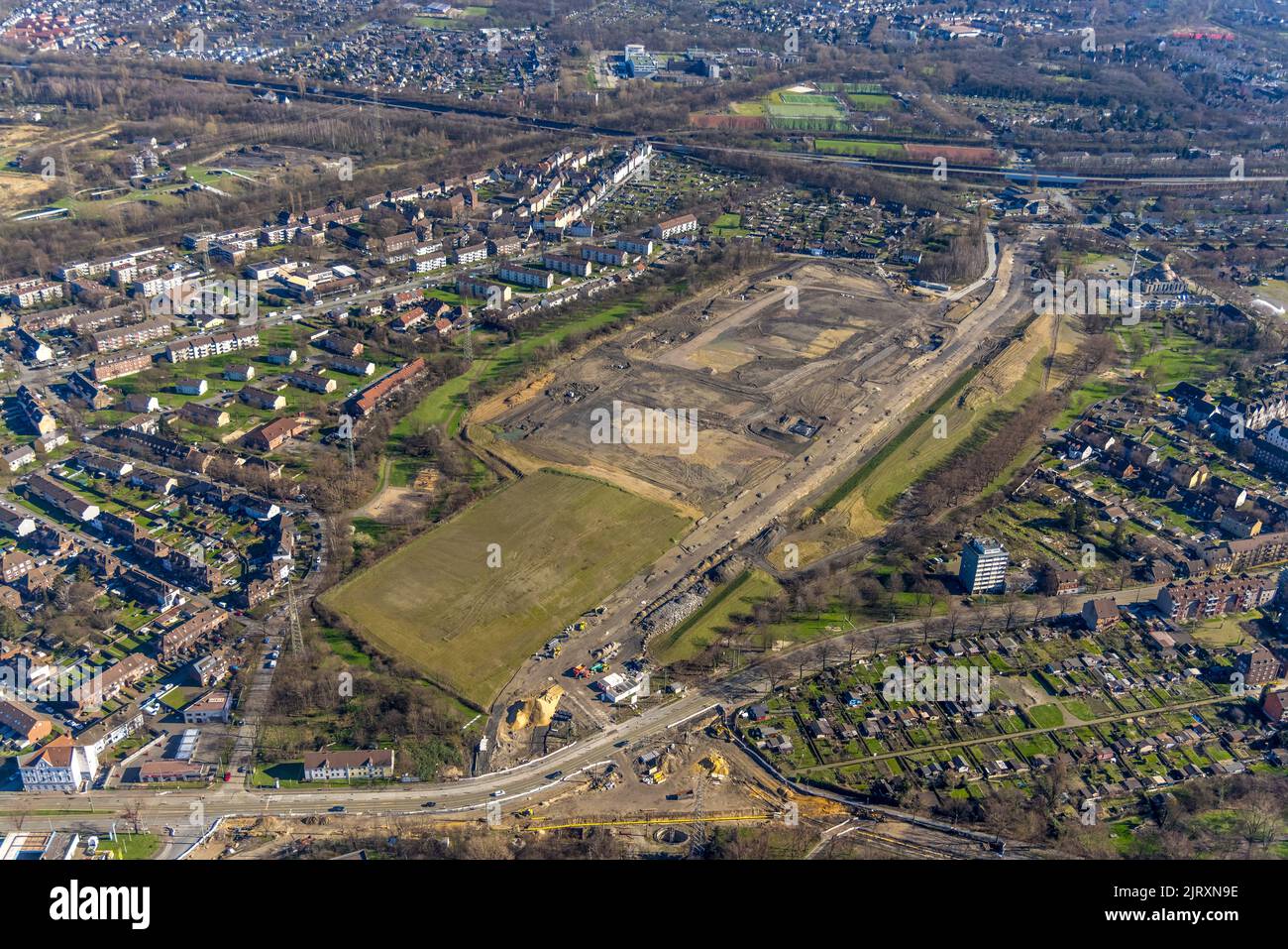 Aerial view, planned industrial area Friedrich-Park, fallow area ...