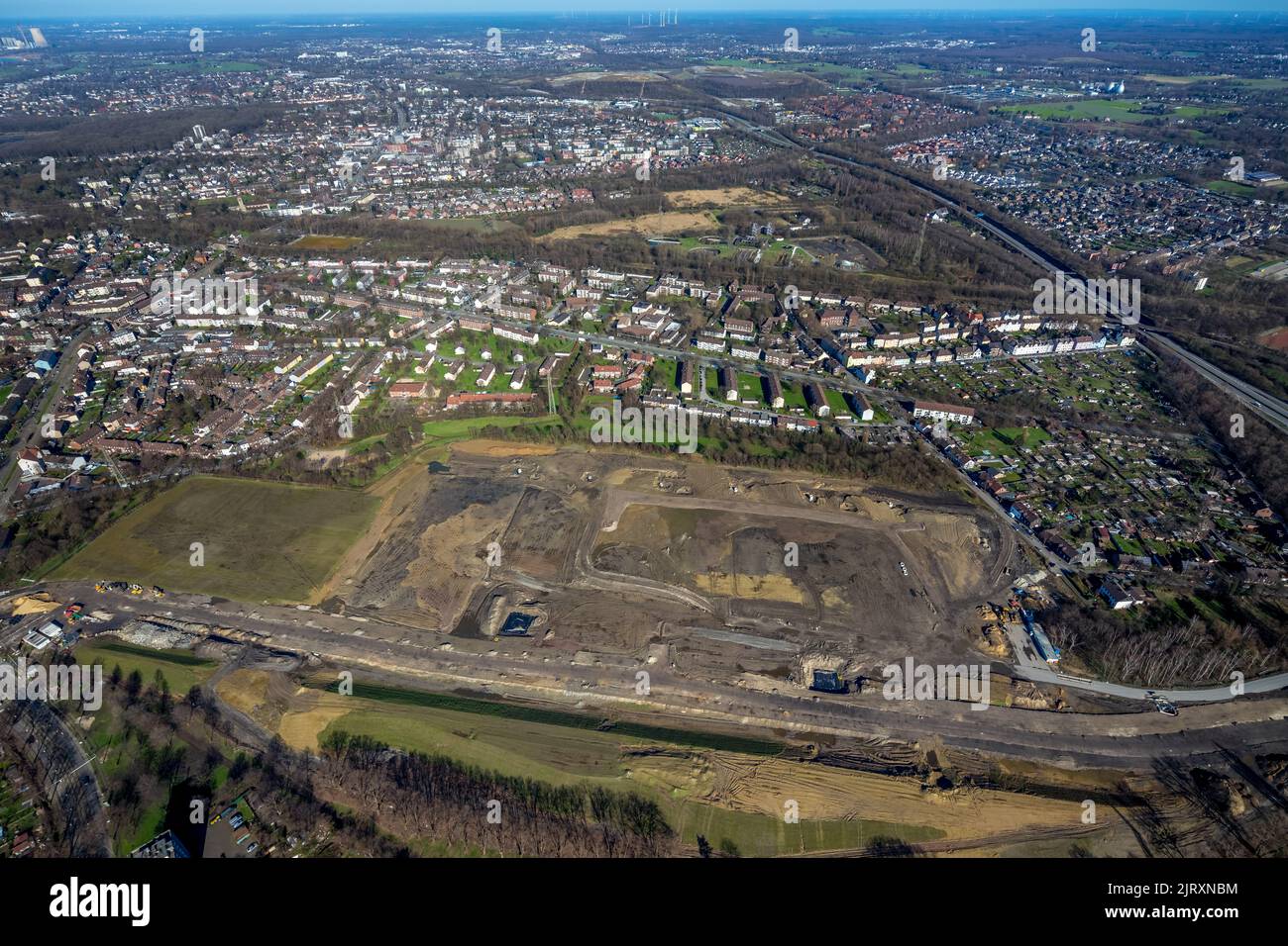 Aerial view, planned industrial area Friedrich-Park, fallow area ...