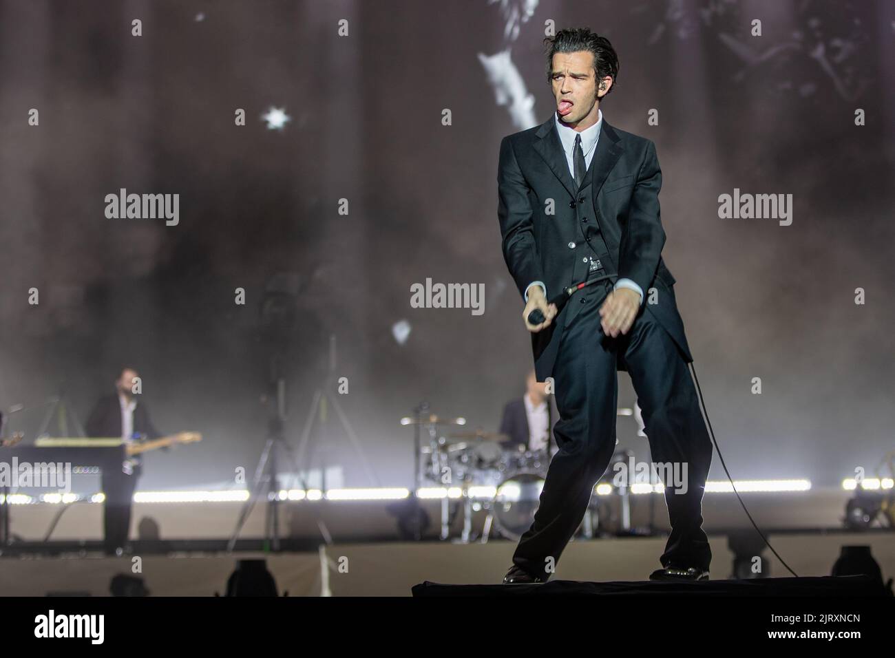 Leeds, UK. 26 Aug 2022The 1975 the replacement headliner on Main Stage ...