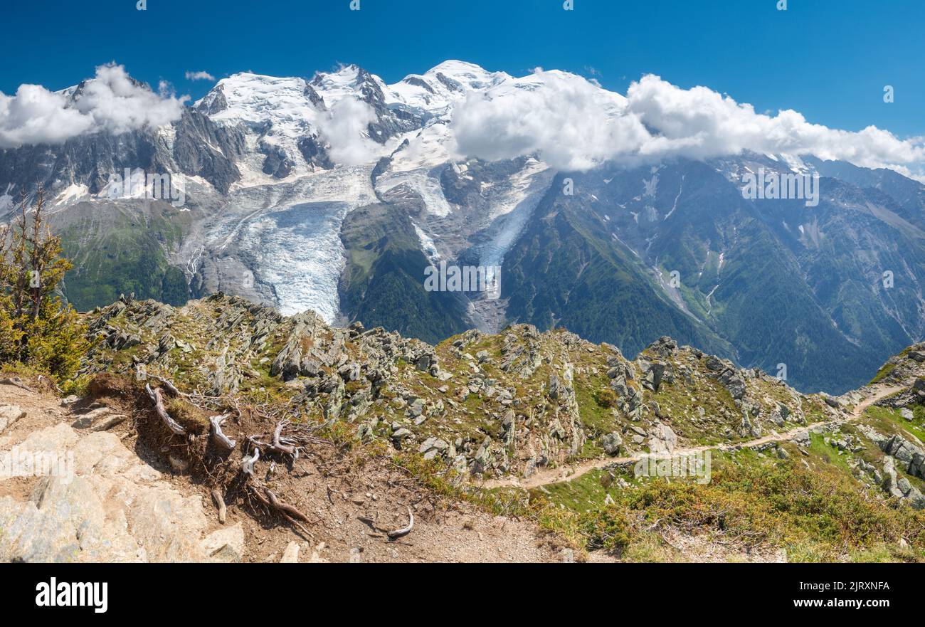 The panorama of Mont Blanc massif Stock Photo - Alamy