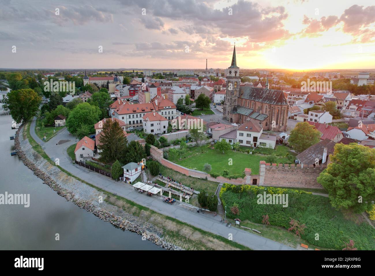 aerial panorama view of Nymburk city, Polabí, Czech republic,Eruope ...
