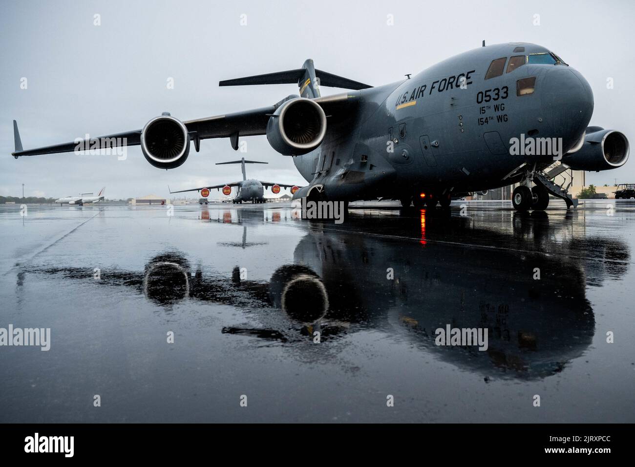 A C-17 Globemaster III awaits a mission in support of a training ...