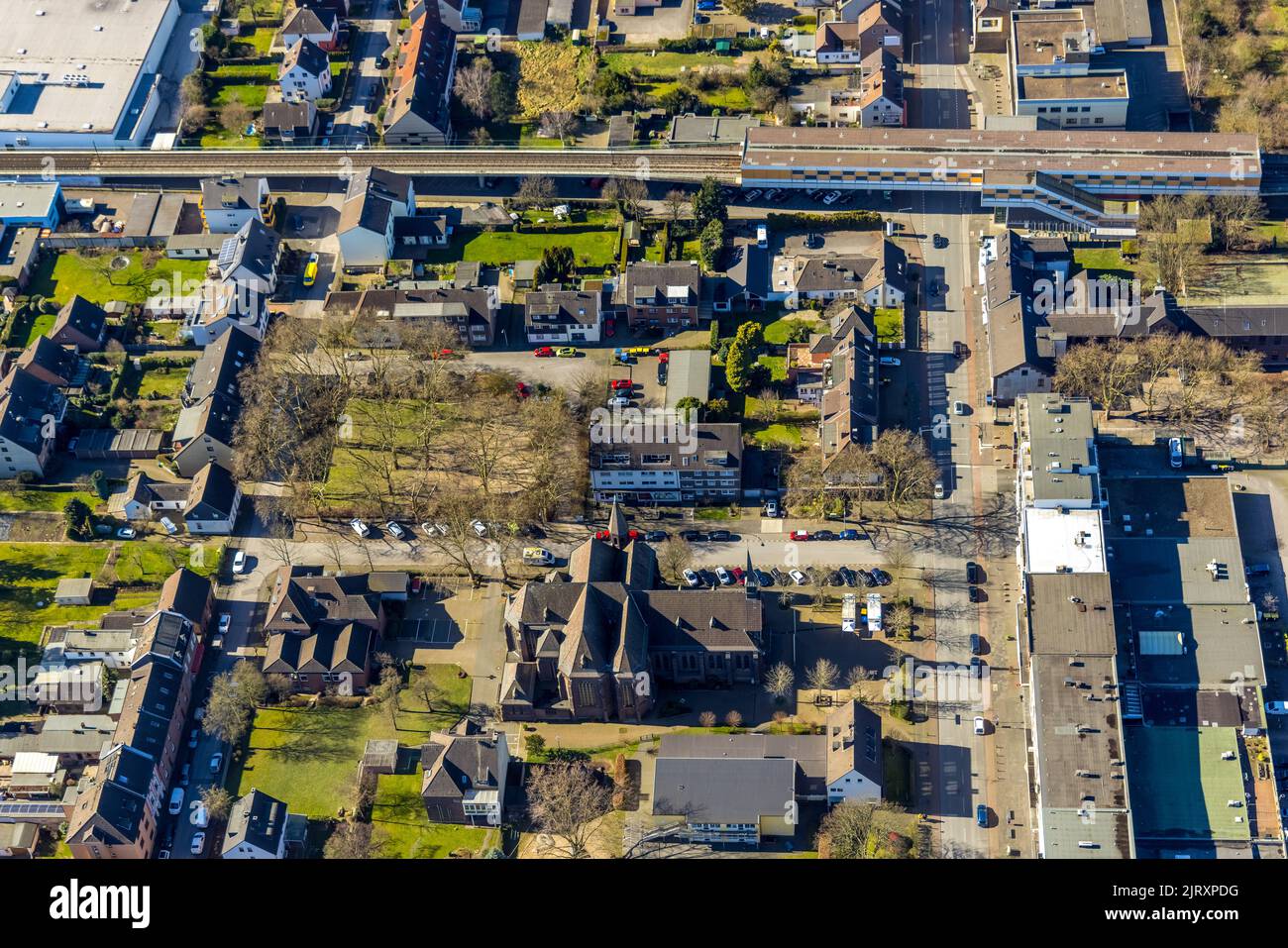 Aerial view, Am Sittardsberg, Münchener Straße with subway stop ...