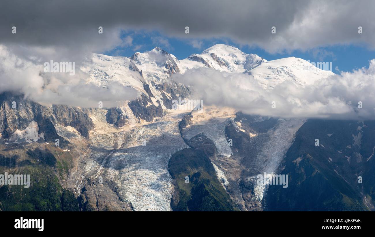 The panorama of Mont Blanc massif Stock Photo - Alamy