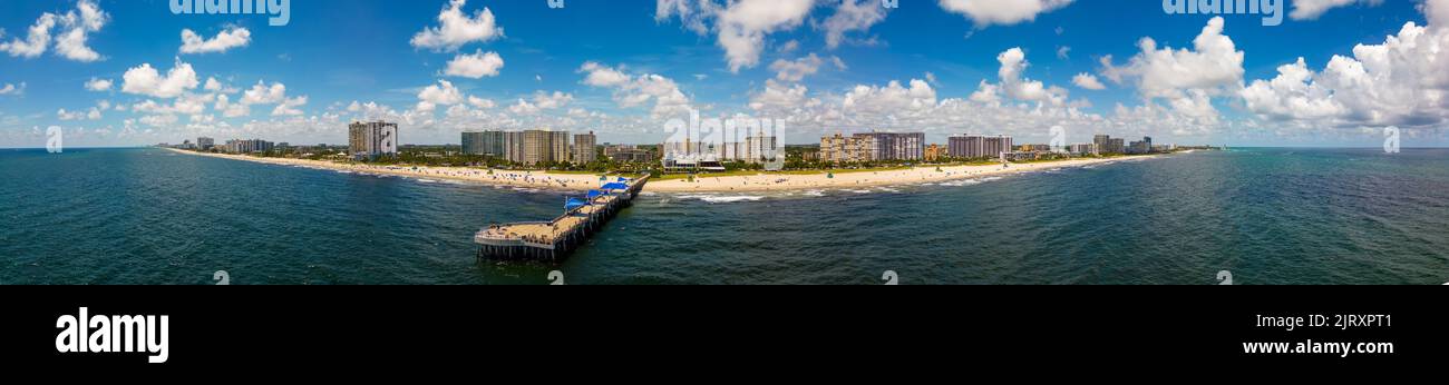 Aerial panorama Pompano Beach Fisher Family Pier Stock Photo - Alamy
