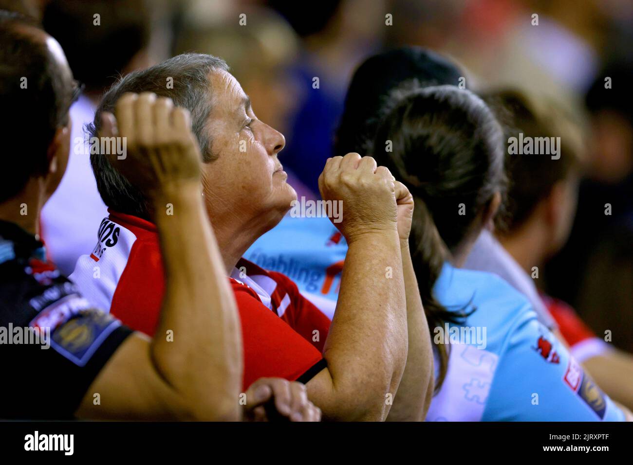 A St Helens fan in the stands during the Betfred Super League match at ...