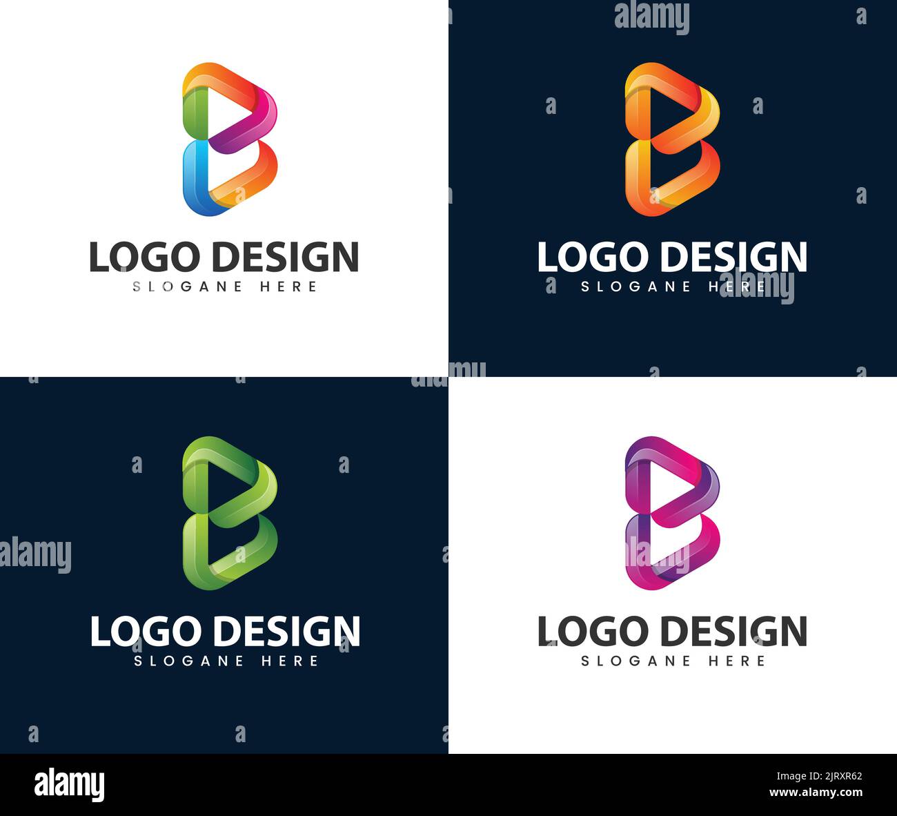 Abstract media play letter b logo design. simple and modern b initial ...