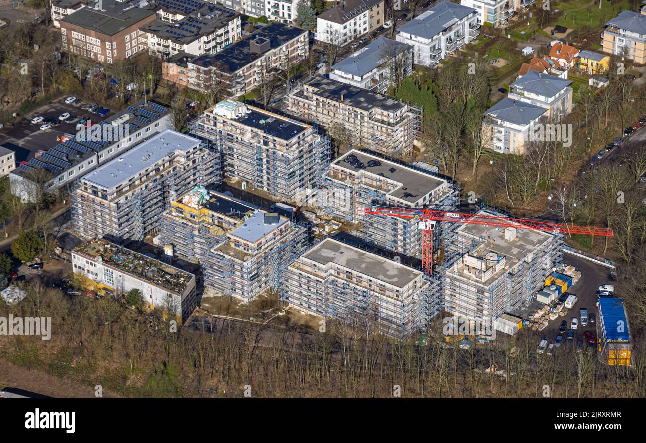 Aerial view, construction site with new building apartments ...