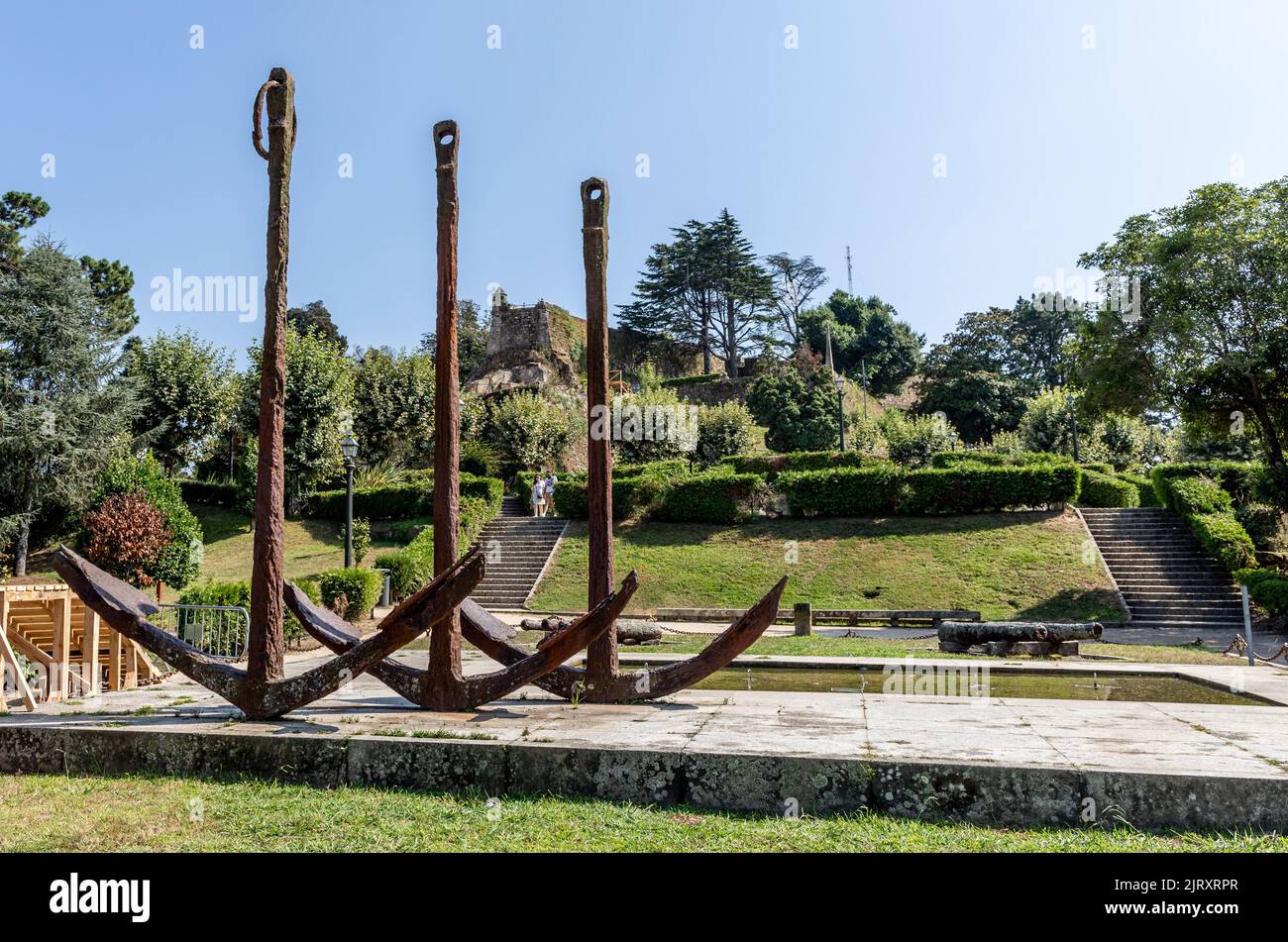 Old Anchors Inside Castelo do Castro In Vigo Galicia Spain Stock Photo ...
