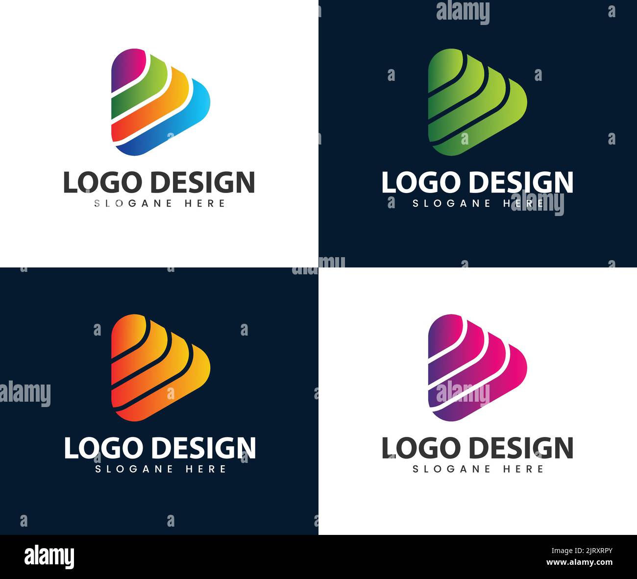 Abstract creative media play button logo. Creative play button logo ...