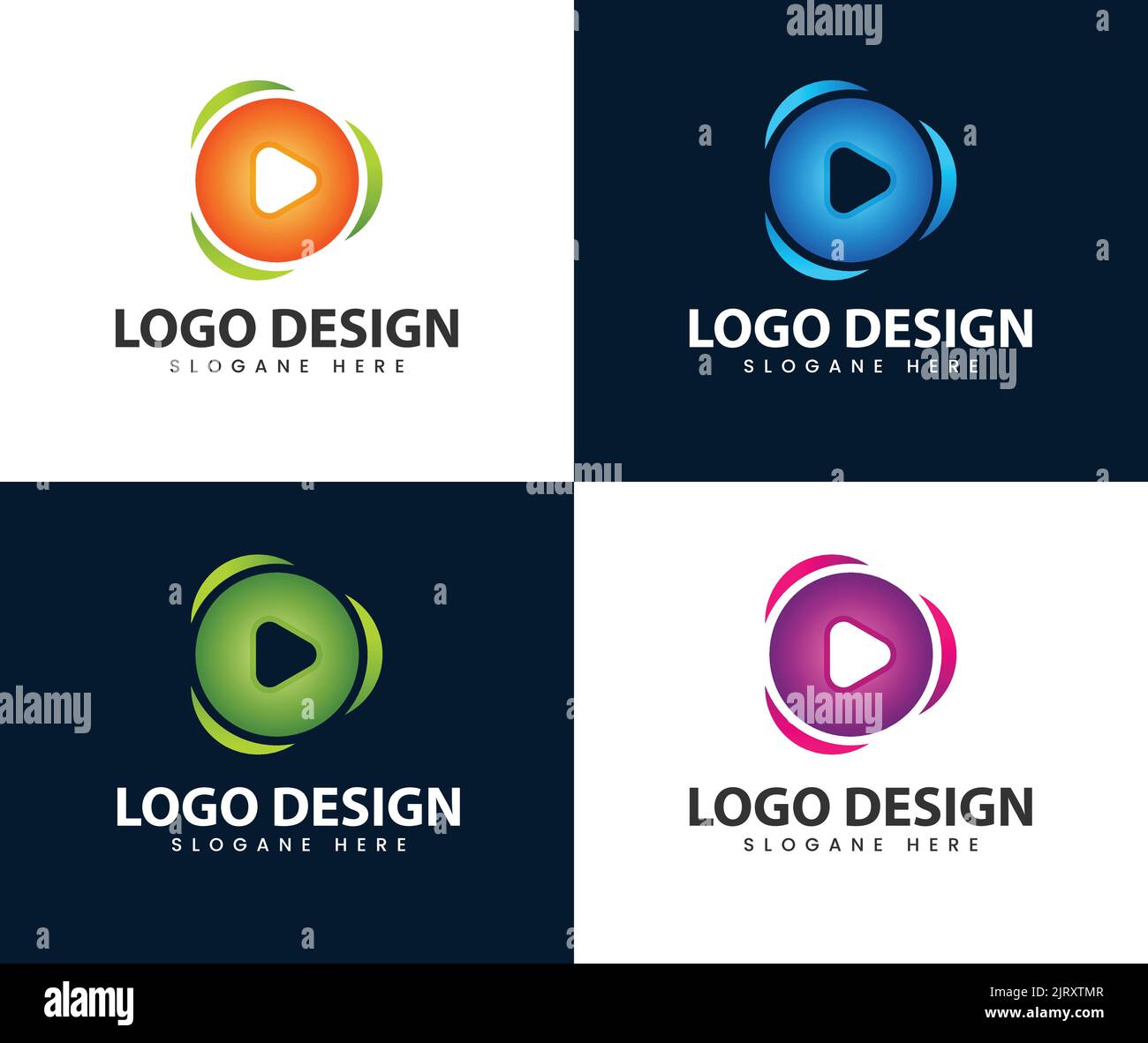 Colourful play media logo design template triangle play icon symbol ...