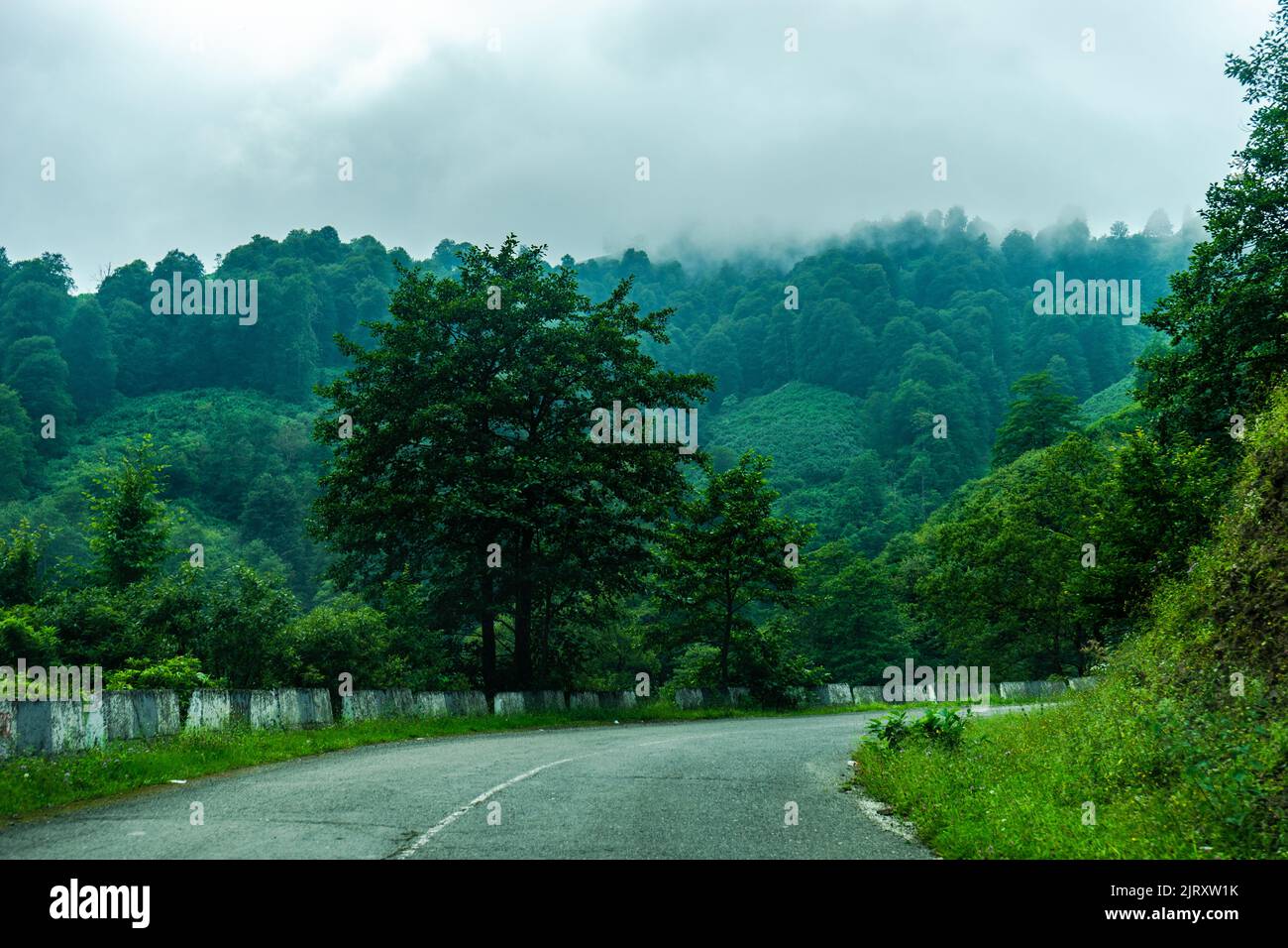Mountain landscape in famous recreation zone of Guria region in western ...