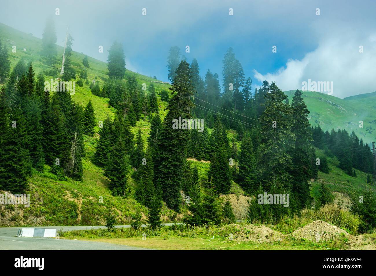 Mountain landscape in famous recreation zone of Guria region in western ...