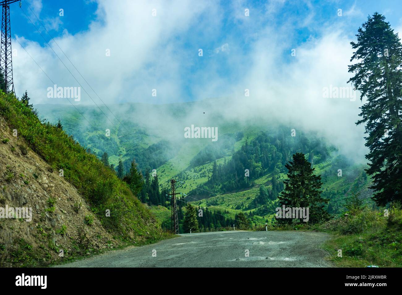 Mountain landscape in famous recreation zone of Guria region in western ...