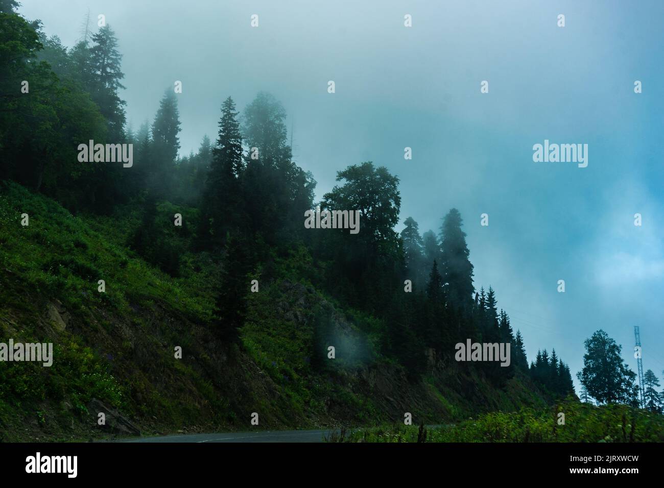 Mountain landscape in famous recreation zone of Guria region in western ...