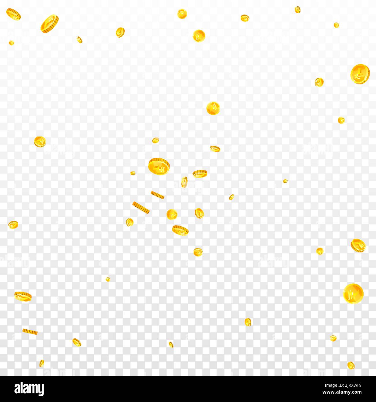 Indian rupee coins falling. Scattered gold INR coins. India money ...