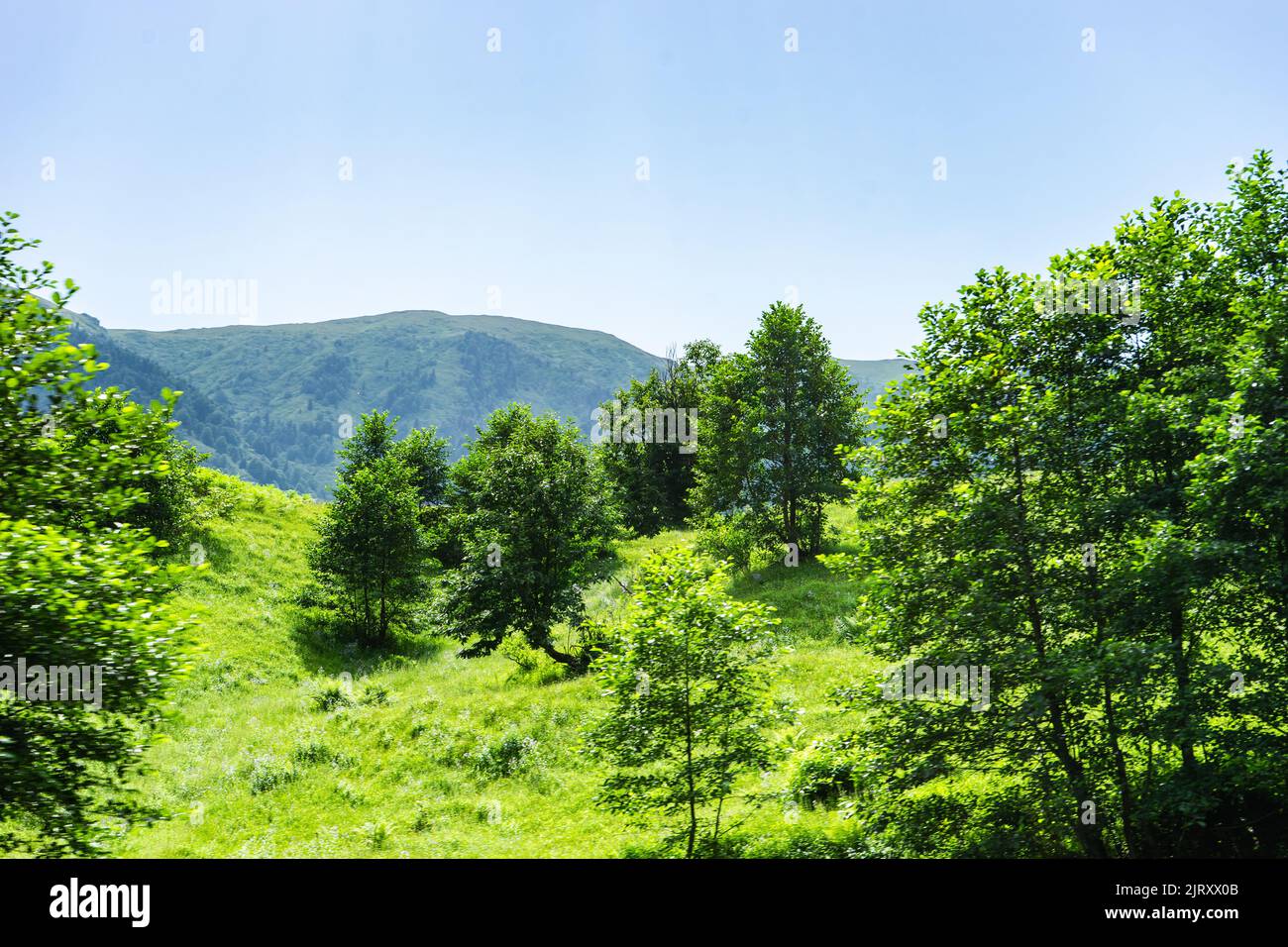 Mountain landscape in famous recreation zone of Guria region in western ...