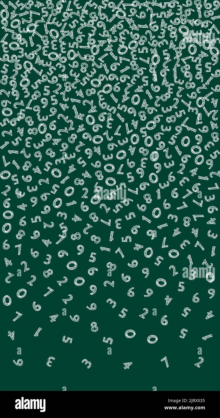 Falling handdrawn chalk numbers. Math study concept with flying digits ...