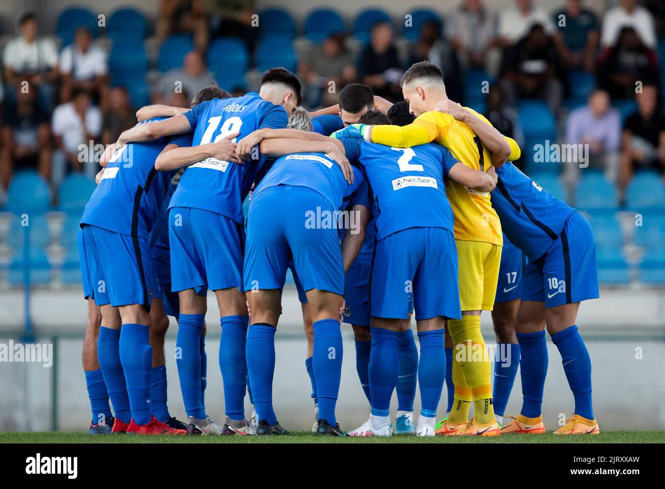 Denderleeuw, Belgium. 26th Aug, 2022. FCV Dender players pictured ...