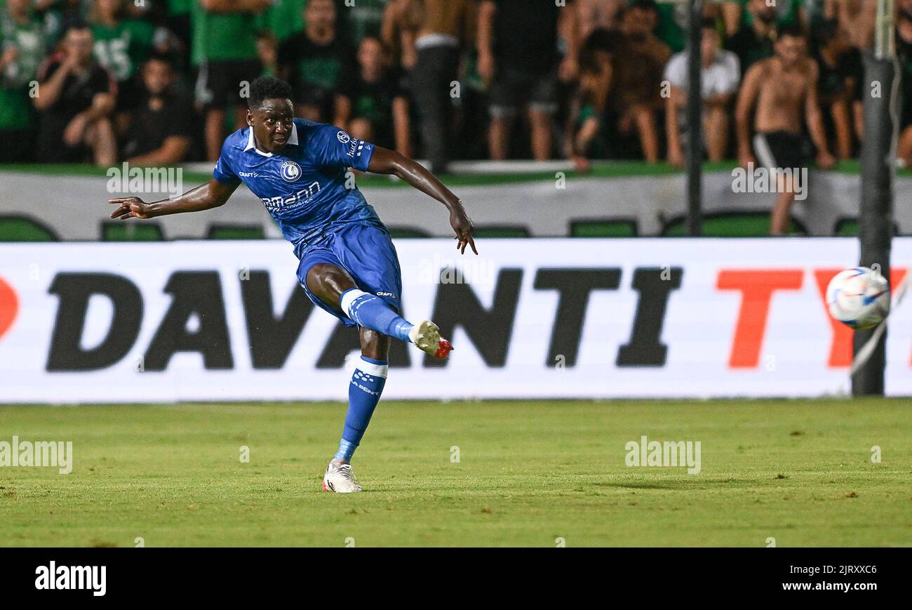 Gent's Joseph Okumu pictured in action during a soccer game between ...