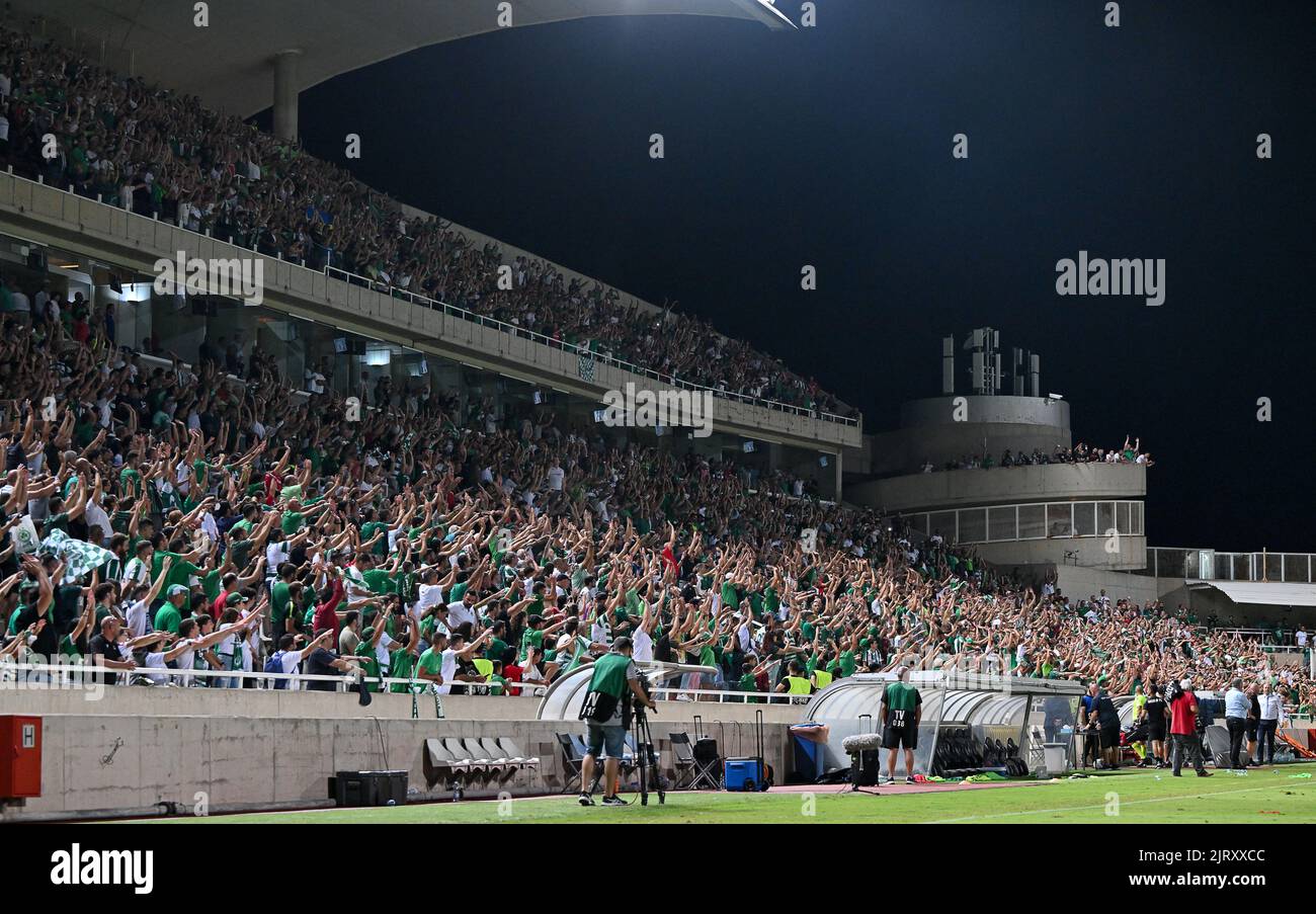 Omonia's fans and supporters pictured during a soccer game between ...