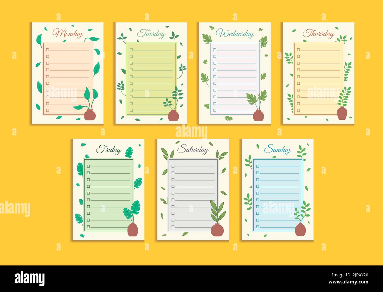 A colorful illustration pack of a weekly schedule to do list on a ...