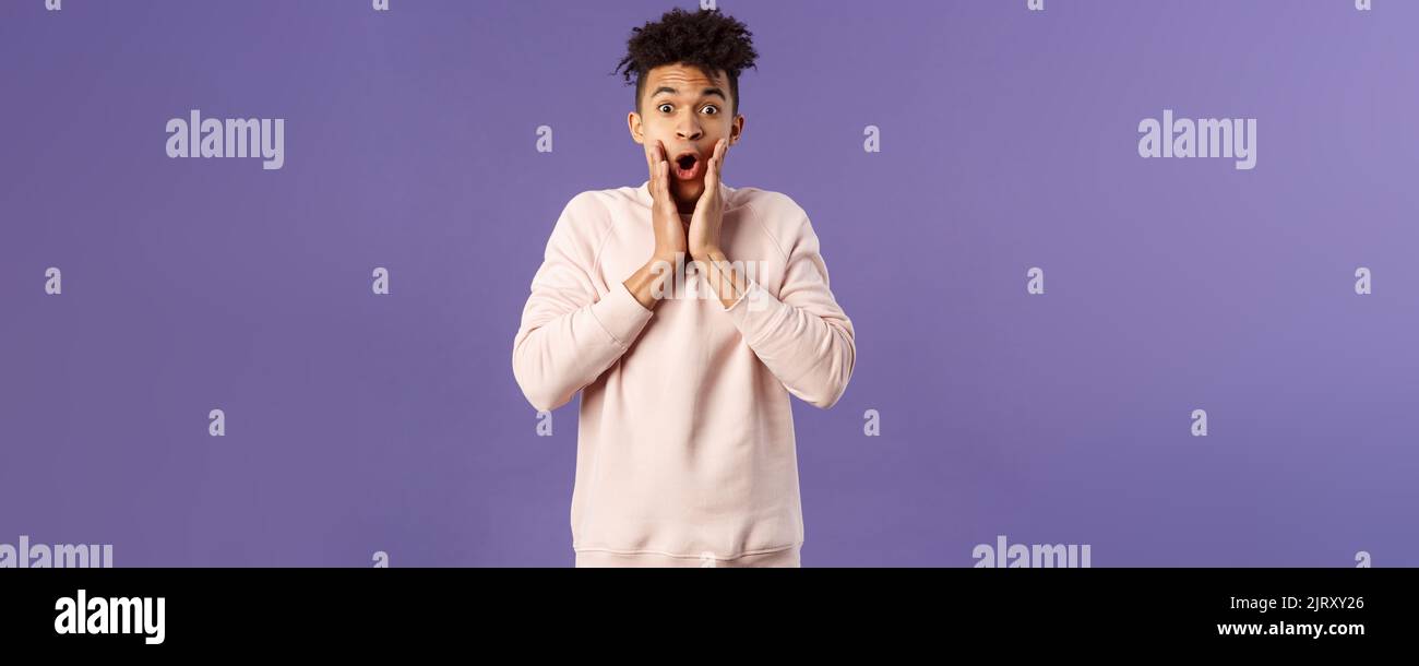 Oh my gosh. Portrait of amazed, speechless excited hispanic guy staring ...