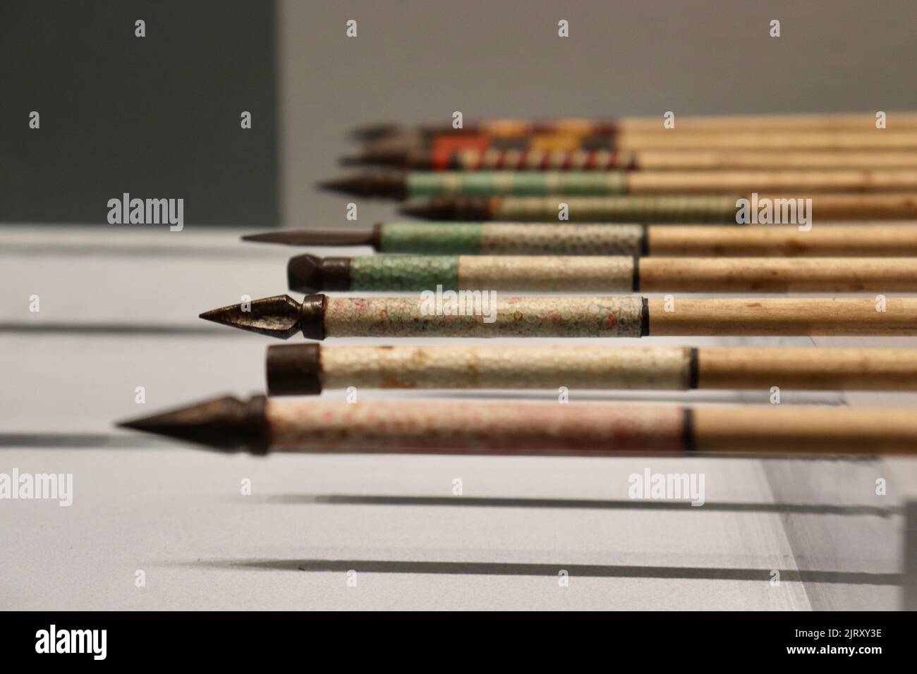 A close up look of ancient Chinese arrows Stock Photo - Alamy